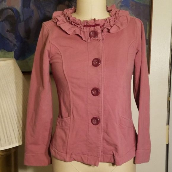 Nick & Mo | Tops | Nick Mo Pink Ruffle Neck Sweatshirt Size S | Poshmark